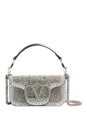 VALENTINO Small Locò Shoulder Bag With Rhinestones
