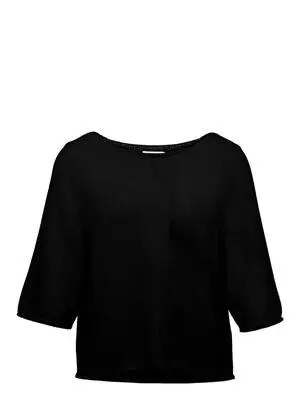 ALLUDE Boatneck Knitted Sweater - Black