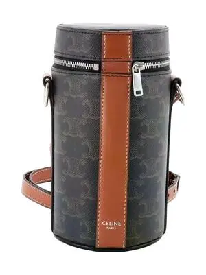 Celine Vertical Cylinder Triomphe Coated Canvas Crossbody Bag - Brown