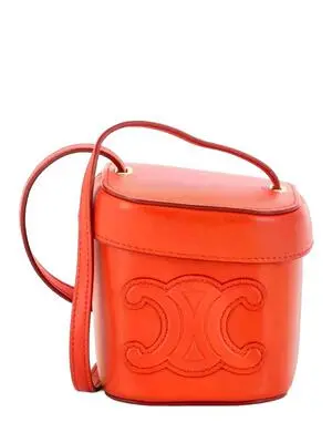 Celine Cuir Triomphe Box Bag Leather Small Bucket Bag - Red