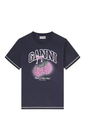 GANNI Graphic T-shirt - Blue