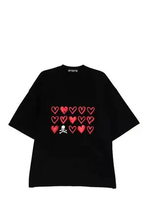 MASTERMIND WORLD Hearts Skull Graphic T-shirt - Black