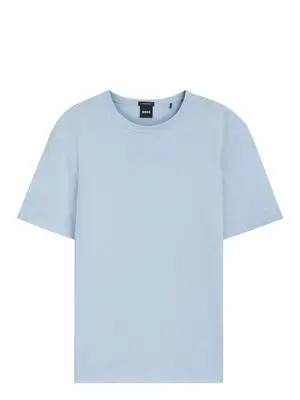 BOSS Cotton-linen T-shirt In A Regular Fit Light Blue