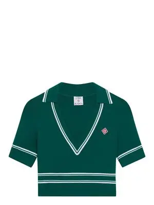 Casablanca Cropped Knit Polo Shirt - Green