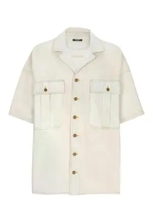 Balmain Topstitched Short-sleeve Shirt - Neutrals