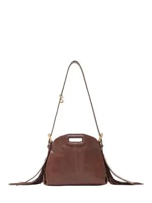 Maje Miss M Mini Bag In Vintage Leather With Fringe Detail - Brown