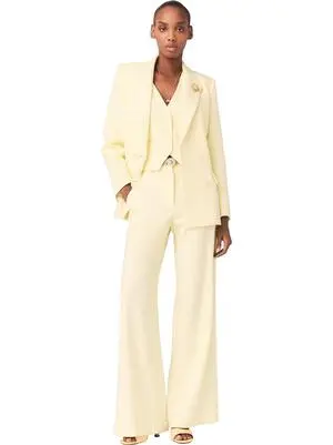 Maje Viscose Double-breasted Suit Jacket - Pale Yellow