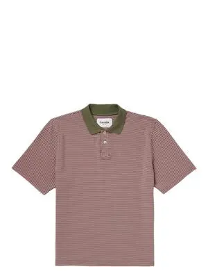 CORRIDOR Striped Cotton-piqué Polo Shirt - Pink