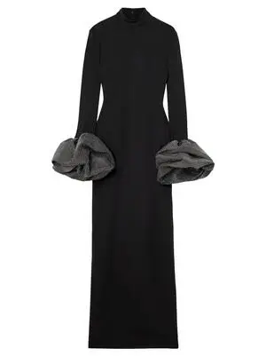 Solace London Viviana Ruffled Crystal-embellished Gown - Black