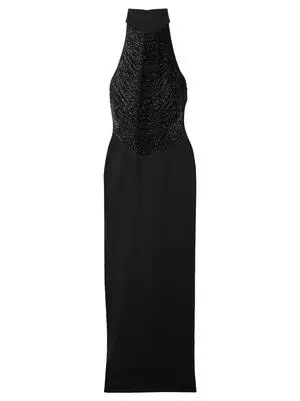 Solace London Portia Bead-embellished Halterneck Gown - Black