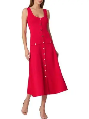 Shoshanna Edgemont Knit Marta Midi Dress - Cherry