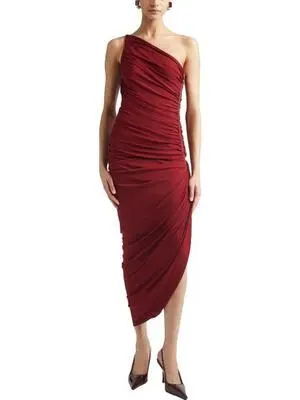 Carolina Herrera Asymmetric Ruched One-Shoulder Jersey Dress Rioja