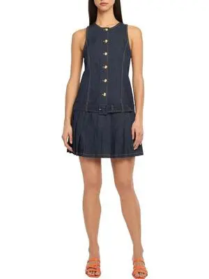 Cinq À Sept Elyse Pleated Denim Minidress - Indigo