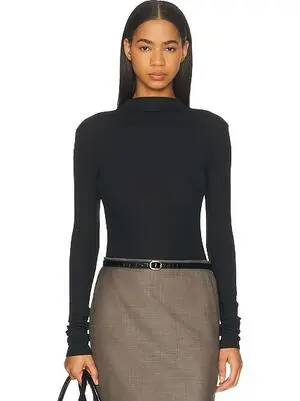 SAME Long Sleeve Bodysuit With Ruched Sleeves - Black