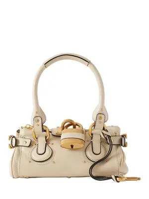 Chloé Paddington Embellished Textured-leather Tote - Neutrals