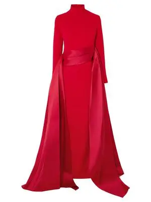 Solace London Olivia Crepe And Draped Satin-twill Gown - Red