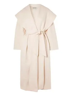 Tove Ondine Belted Wool-Blend Coat Neutrals