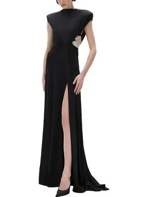Rachel Gilbert Rico Side Cutout Gown - Black