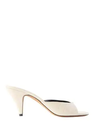 JUDE Haze Croc-effect Leather Mules - Neutrals