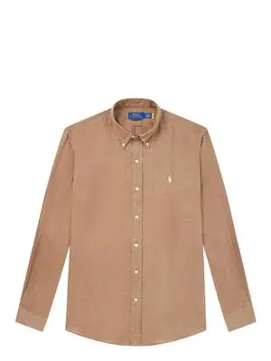Polo Ralph Lauren Polo Ralph Lauren - Button-Down Collar Logo-Embroidered Linen Shirt - Men - Brown - XS Brown