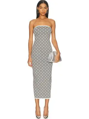 ROWEN ROSE Strapless Dress - Grey Polka Dots
