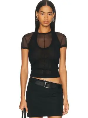 Helmut Lang Mesh Layered Tee - Black