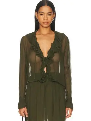 BODE Flounce Blouse Olive
