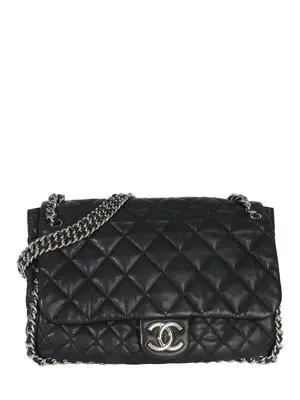 CHANEL Quilted Washed Lambskin Chain Around Maxi Flap Bag
