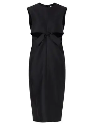 Balenciaga Cutout Draped Wool And Silk-blend Midi Dress - Black