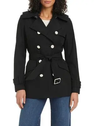 Kate Spade New York Belted Double Breasted Trench Coat Black
