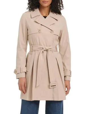 Kate Spade New York Belted Double-Breasted Pleated Trench Coat Fired Clay
