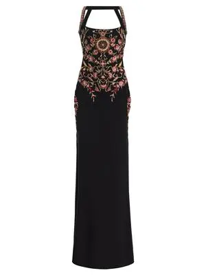 CUCCULELLI SHAHEEN Vis Floralis Lily Silk Maxi Dress - Black