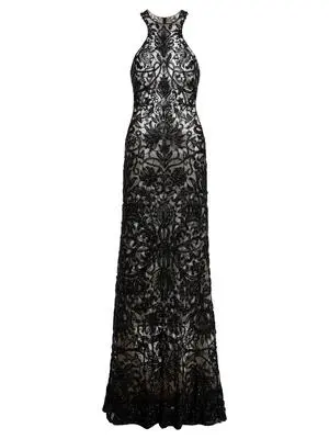 CUCCULELLI SHAHEEN Lily Dentelle Tulle Maxi Dress - Black