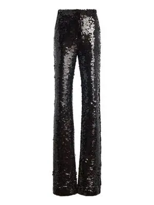 LAQUAN SMITH Flared Sequined Pants - Brown