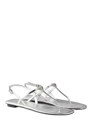 Prada Metallic Leather Thong Sandals - Gold/silver