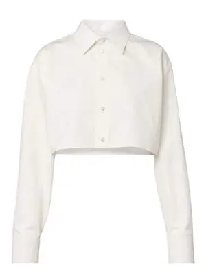 Balenciaga Cropped Cotton And Silk Poplin Shirt - White