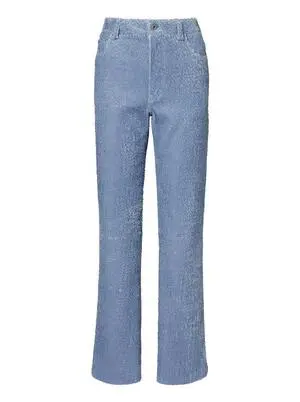 Loewe Trompe L'oeil Leather Straight Leg Pants - Blue