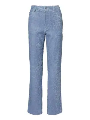 Loewe Trompe L'oeil Leather Straight Leg Pants - Blue