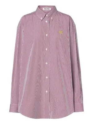 Miu Miu Striped Oversized Cotton Shirt - Red