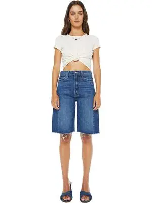 MOTHER The Half-pipe Bermuda Fray Jeans - Blue