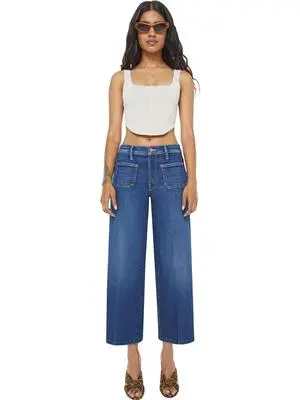 MOTHER Petites The Lil Patch Pocket Mid Rise Maven Ankle Cocktail Hour Jeans - Blue