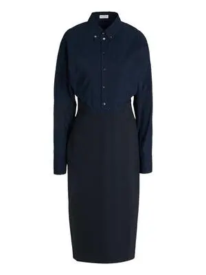 Brunello Cucinelli Cotton-poplin And Jersey Shirt Dress - Navy