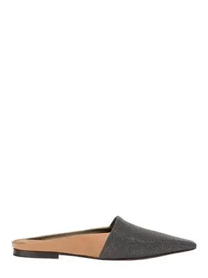 Brunello Cucinelli Bead-embellished Leather Slippers - Tan