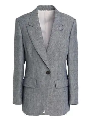 Brunello Cucinelli Hemp And Linen-Blend Blazer Navy