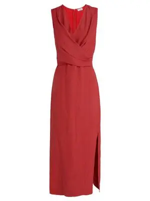 Brunello Cucinelli Wrap-effect Twill Midi Dress - Red