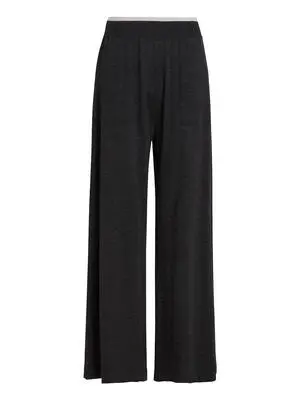 Brunello Cucinelli Wool And Cashmere-blend Wide-leg Pants - Charcoal