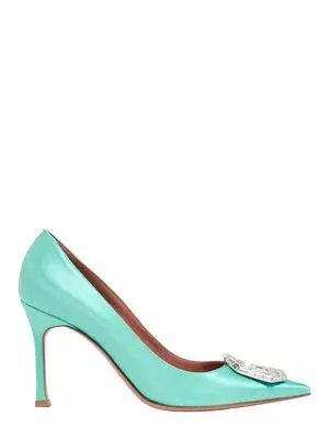 Amina Muaddi Camelia Crystal-Embellished Satin Pumps Mint