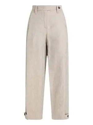 Brunello Cucinelli Linen-twill Tapered Trousers - Mushroom