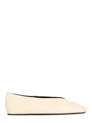 JIL SANDER Two-tone Leather Ballet Flats - Ivory