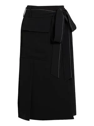 Victoria Beckham Crepe Midi Wrap Skirt - Black